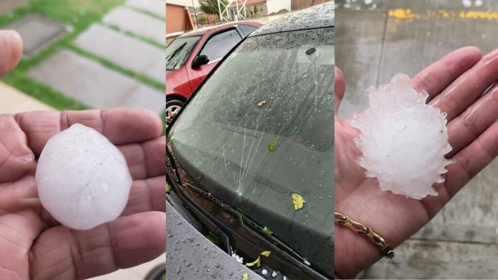 Lluvia y enorme granizo sorprende al sur de Pachuca